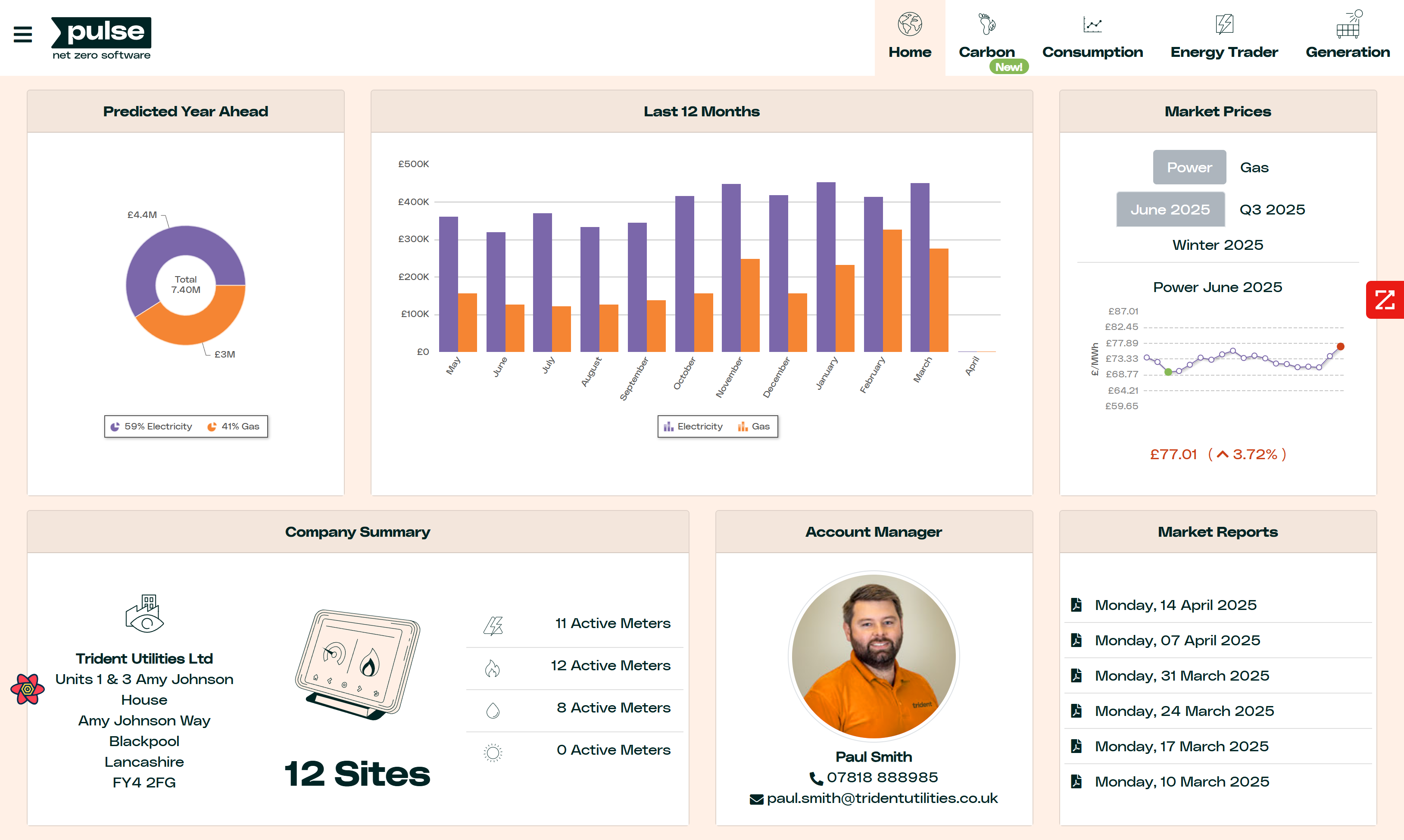 Pulse software: track energy and carbon | Trident Utilities